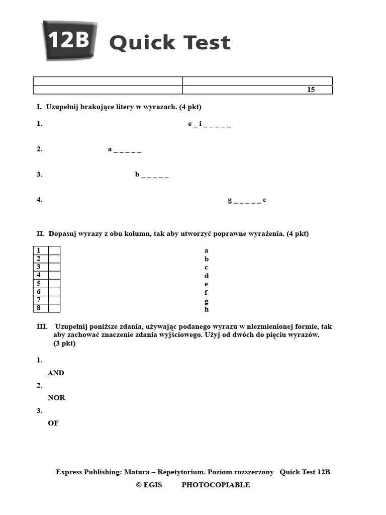 Matura Repetytorium PR Quick Test 12B | PDF | Memory | Neuroscience