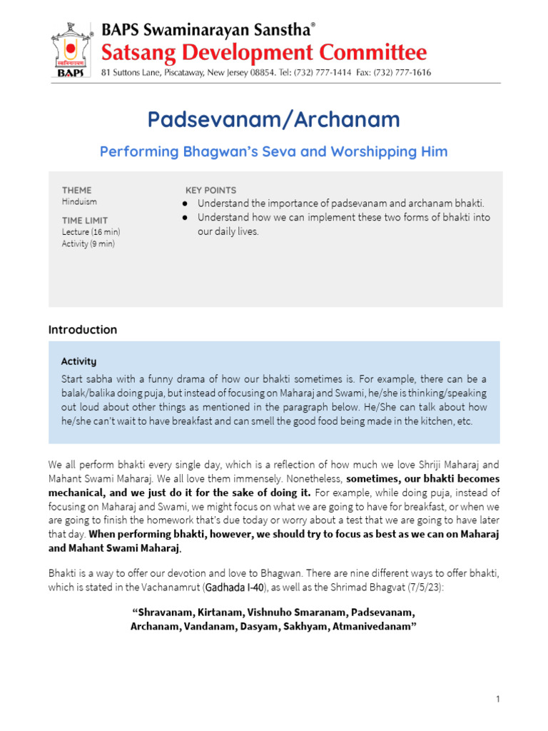 Gr2U5-SKC Padsevanam & Archanam | PDF | Bhakti Movement | Indian Religions