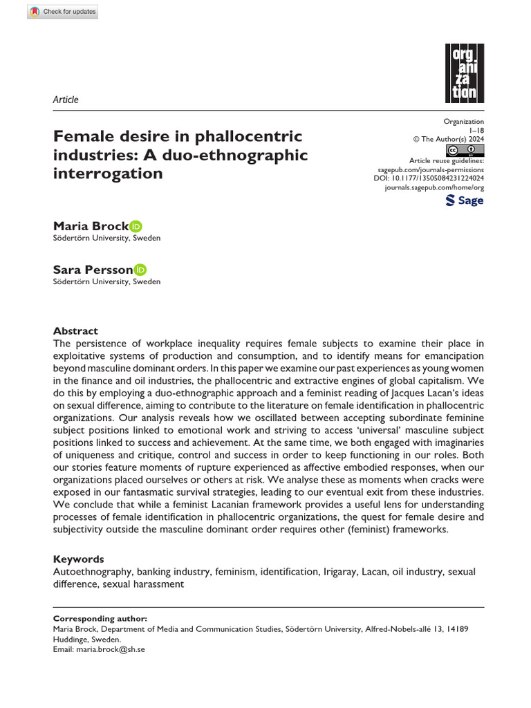 Brock and Persson - 2024 - Female Desire in Phallocentric Industries A ...