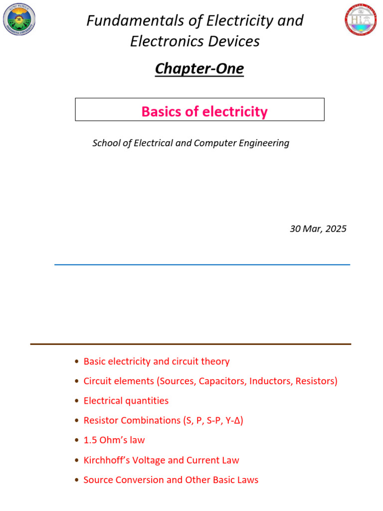 Chapter 1 - Basic of Electricity | PDF | Capacitor | Capacitance