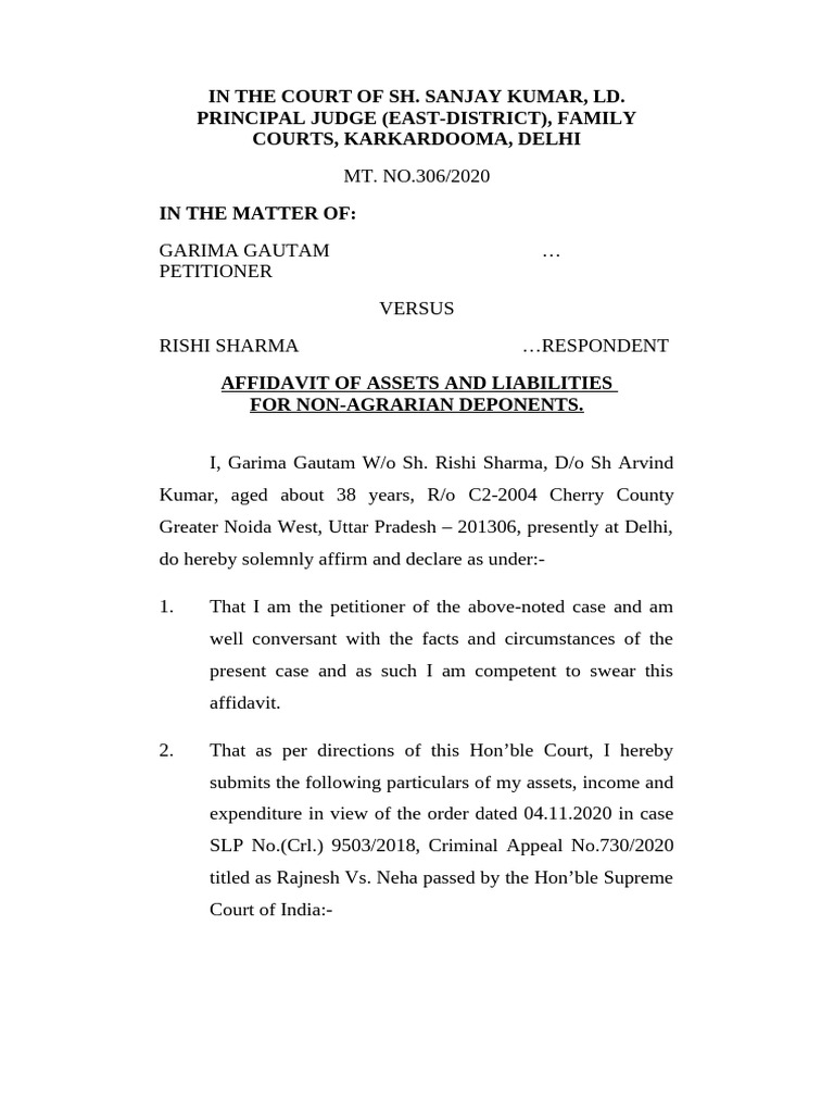 New Income Affidavit Amended in November, 2020 Blank-4 | PDF | Expense ...