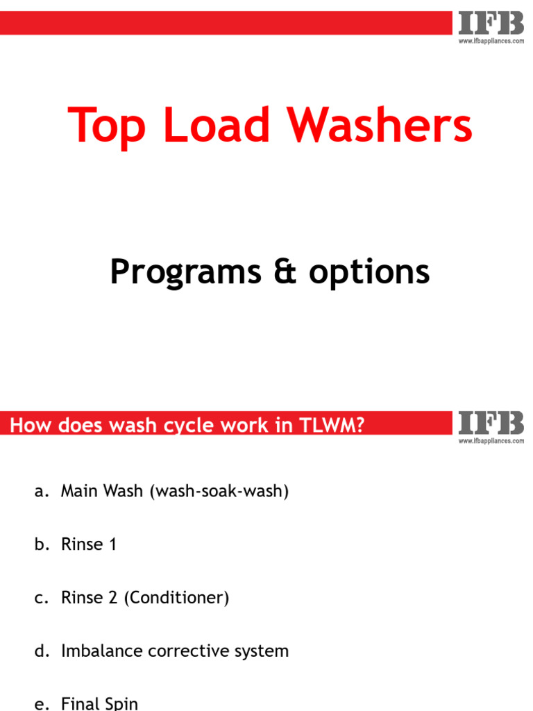 Top Load Washers Features | PDF | Washing Machine | Manufactured Goods