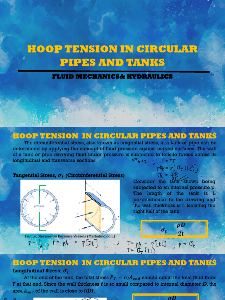 Lecture7 - Hoop Tension in Circular Pipes and Tanks | PDF | Stress ...