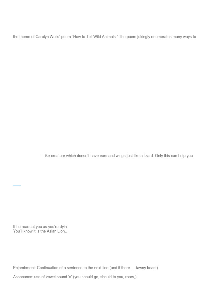 How To Tell Wild Animals | PDF | Poetry | Rhyme