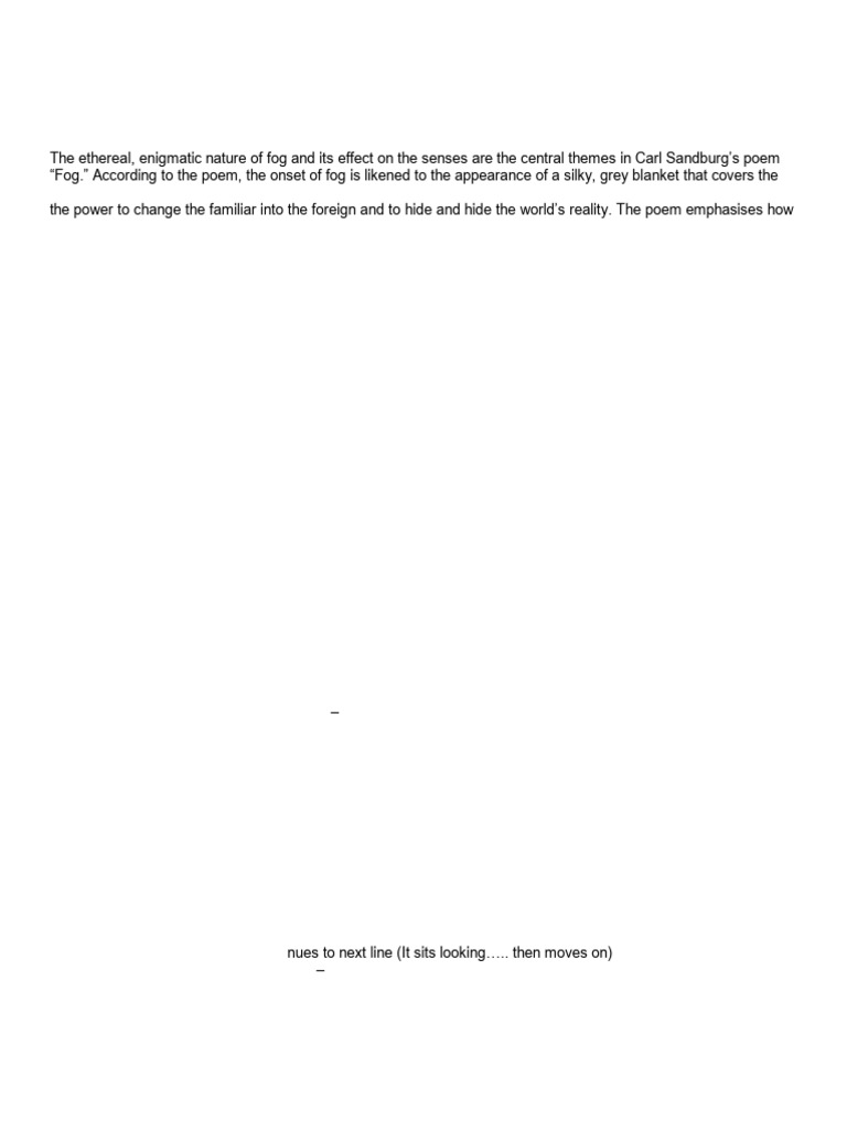Analysis of "Fog" by Carl Sandburg | PDF | Fog | Poetry