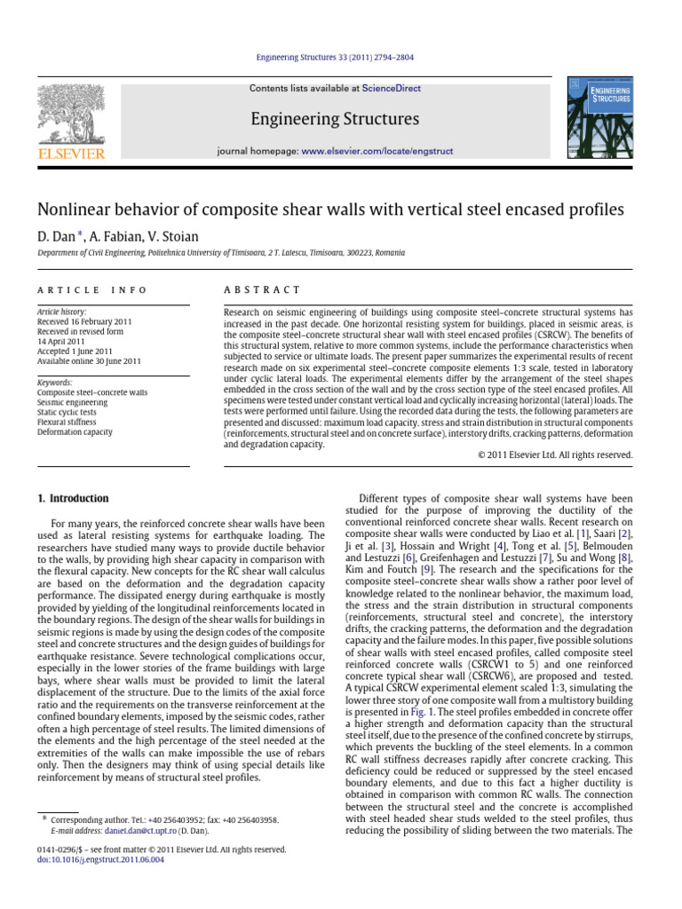 A (2011) Nonlinear Behavior of Composite Shear Walls With Vertical ...