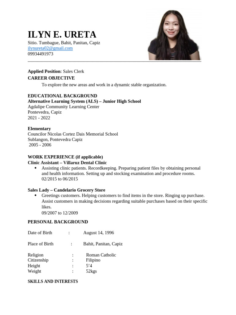 Resume Ilyn 3 | PDF