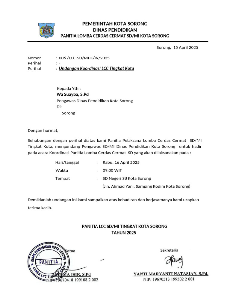 Undangan Pengawas | PDF