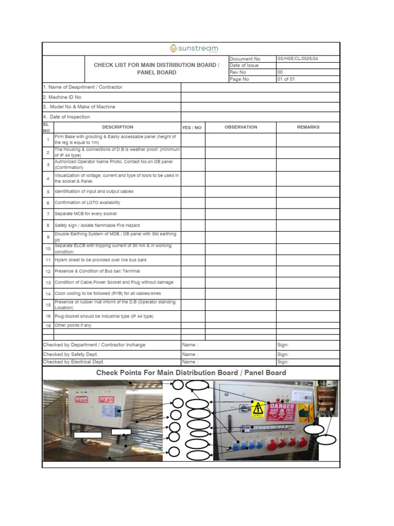 Sunstream Check List for Distribution Pannel Board | PDF | Electrical Connector | Electrical ...