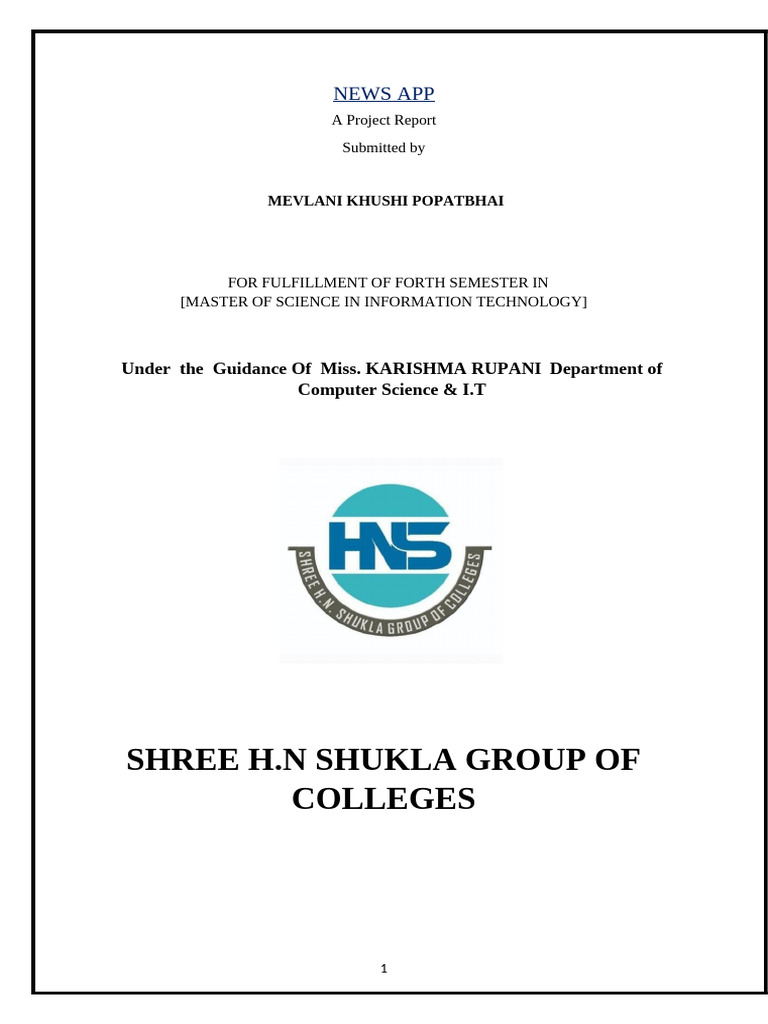 News App Project Report in Kotlin | PDF | Mobile App | Android (Operating System)