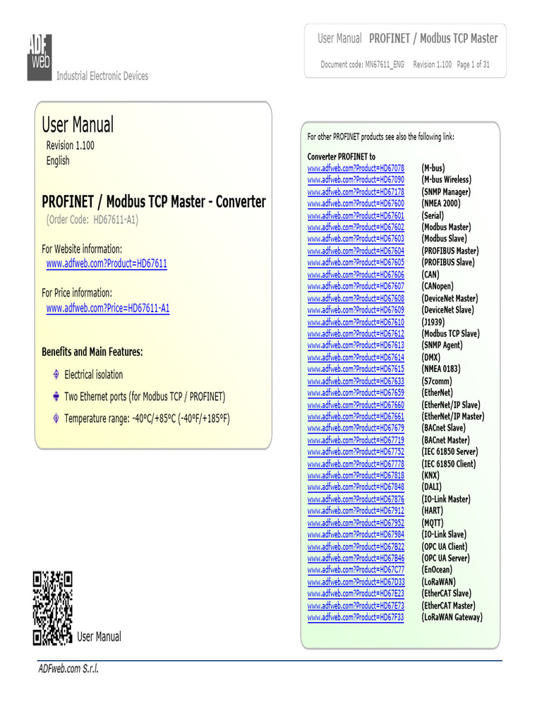 PROFINET Modbus TCP Master Manual | PDF | Network Protocols | Networking Standards