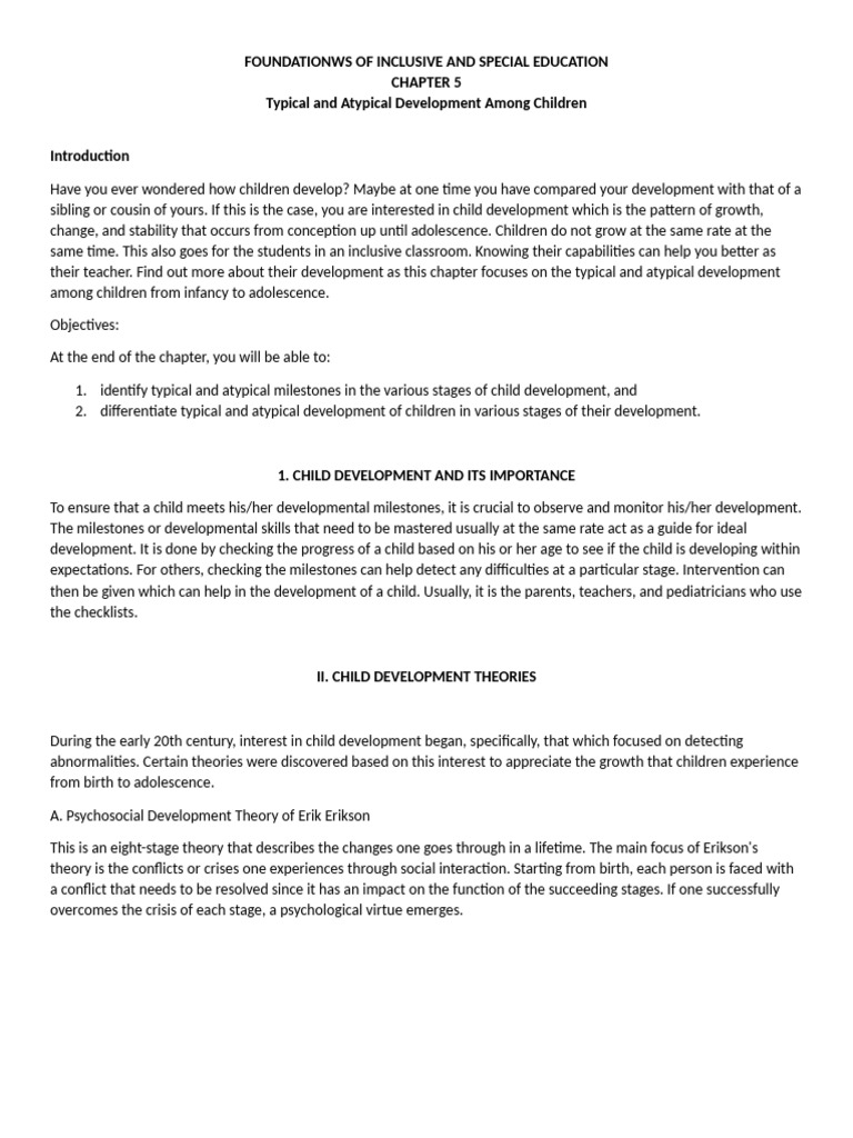 FOSIED-LESSON-5-TYPICAL-AND-ATYPICAL-DEVELOPMENT-AMONG-CHILDREN | PDF | Child Development ...