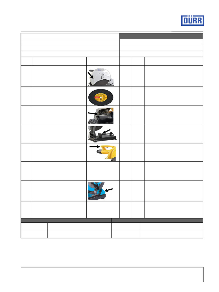 DSIN 25.14a Bench Cutting Machine - Inspection Checklist | PDF