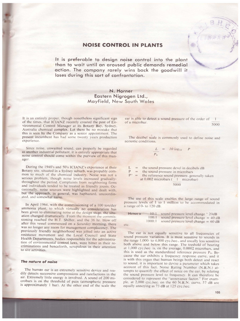21 Noise Control in Plants | PDF