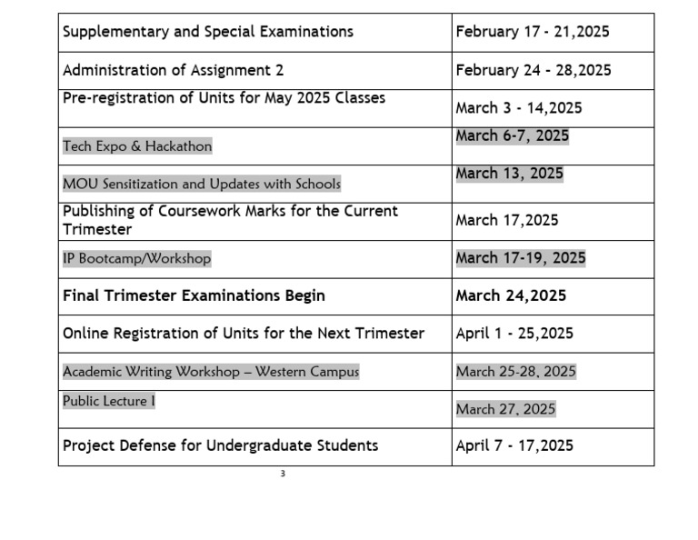 2025 Academic Calendar 3 | PDF