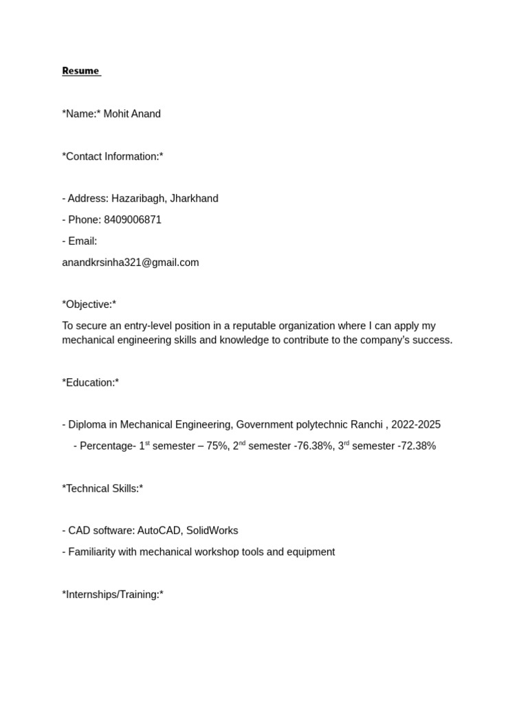 Resume Mohit Anand | PDF