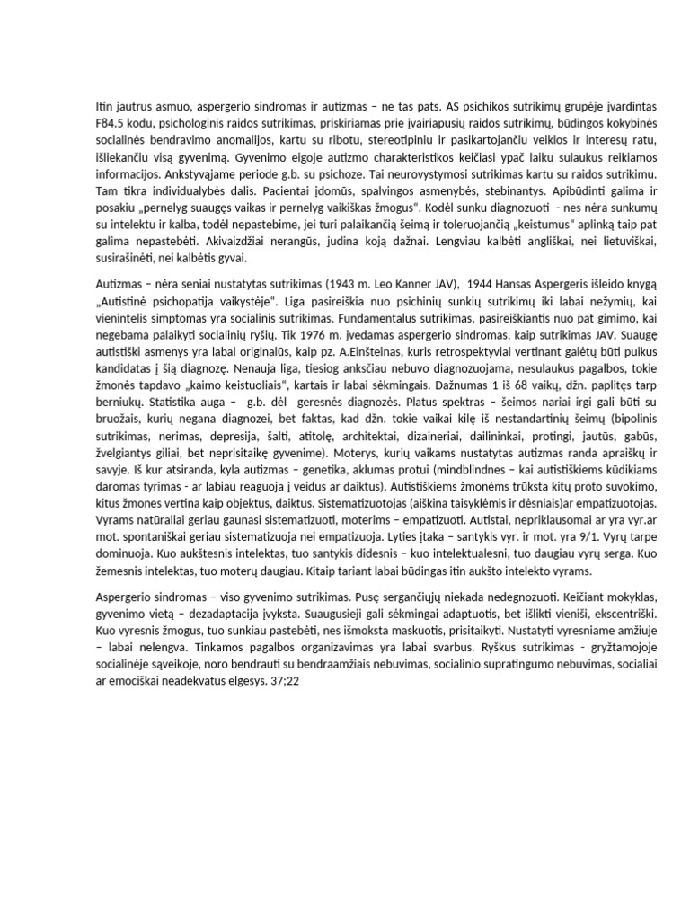 Autizmas Aspergeris | PDF