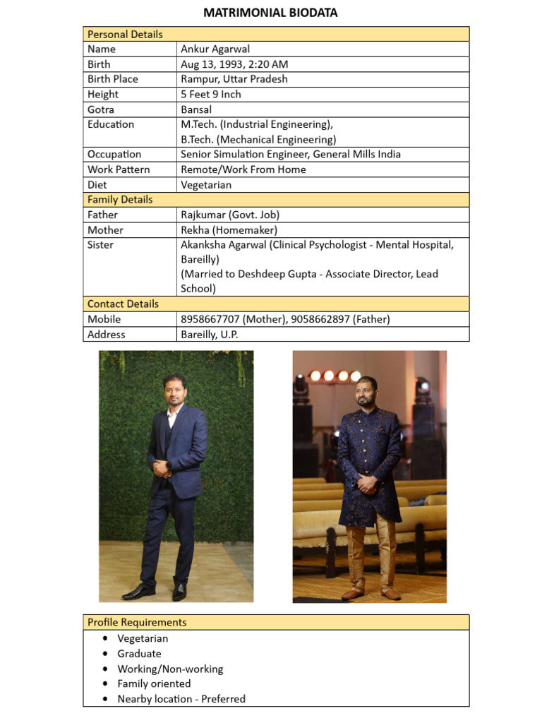 Ankur - Matrimonial Profile | PDF