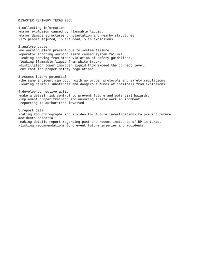 BP Explosions in Texas | PDF