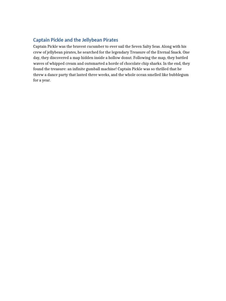 Captain Pickle and The Jellybean Pirates | PDF