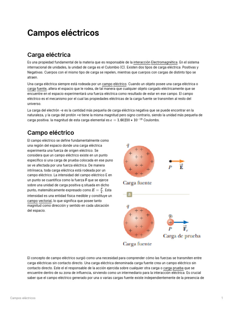 Conceptos Clave sobre Campos Eléctricos | PDF | Electricidad | Carga ...