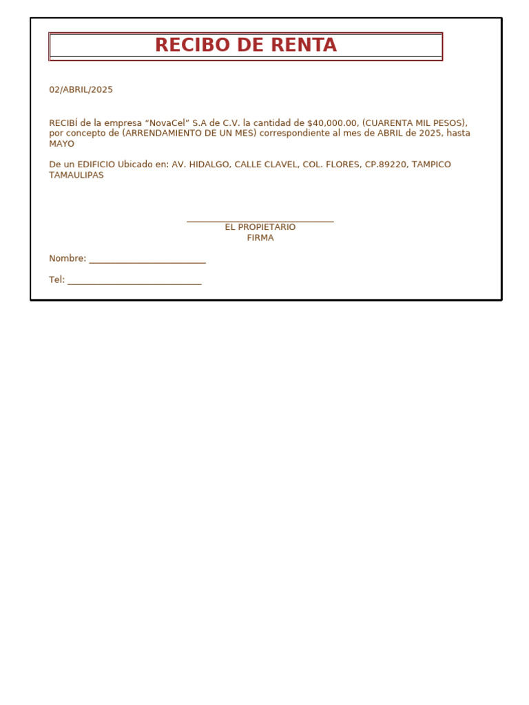 Recibo de Renta | PDF