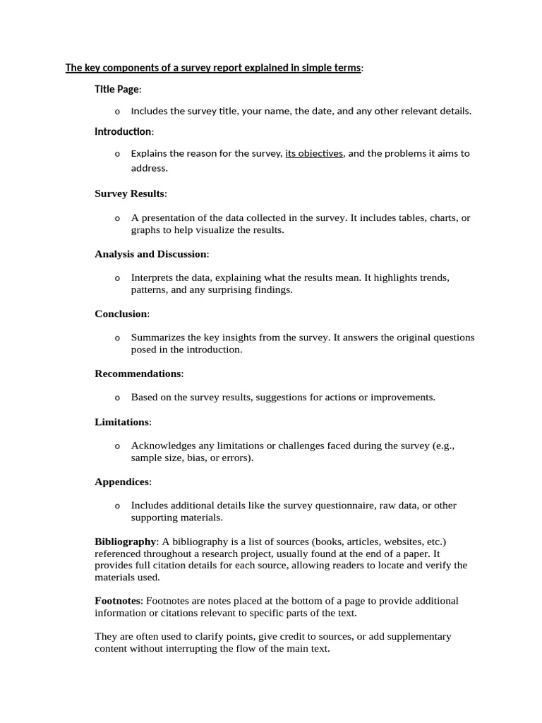 Key Components of a Survey Report | PDF