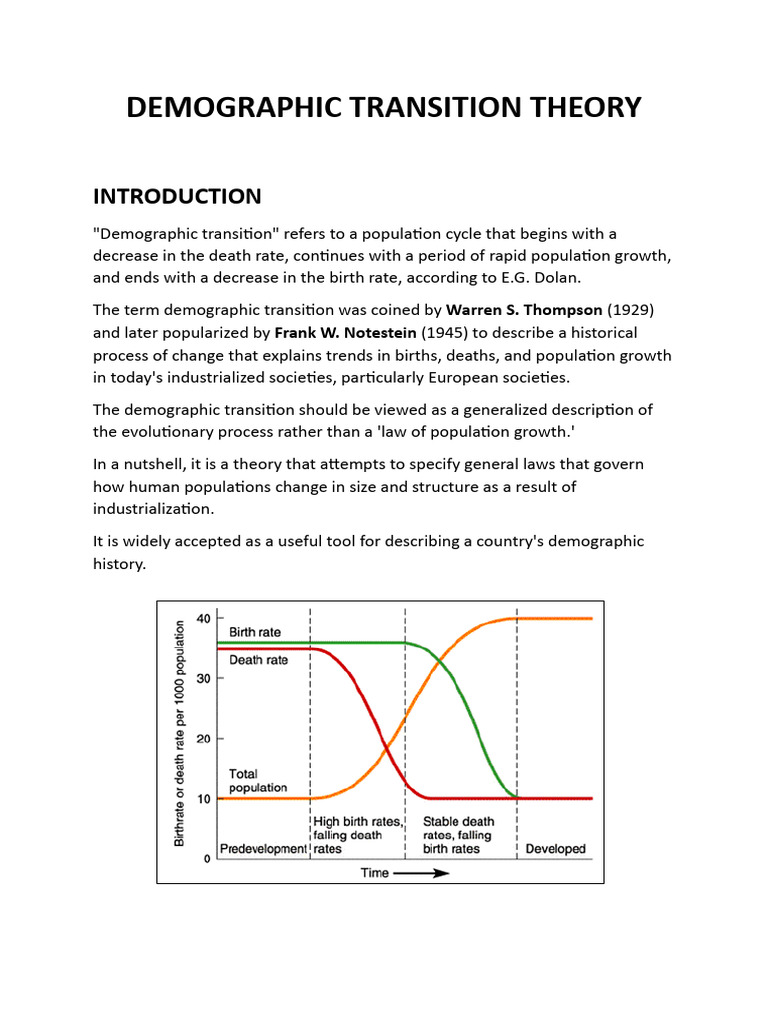 Demographic Transition Theory | PDF | Birth Rate | Population Growth