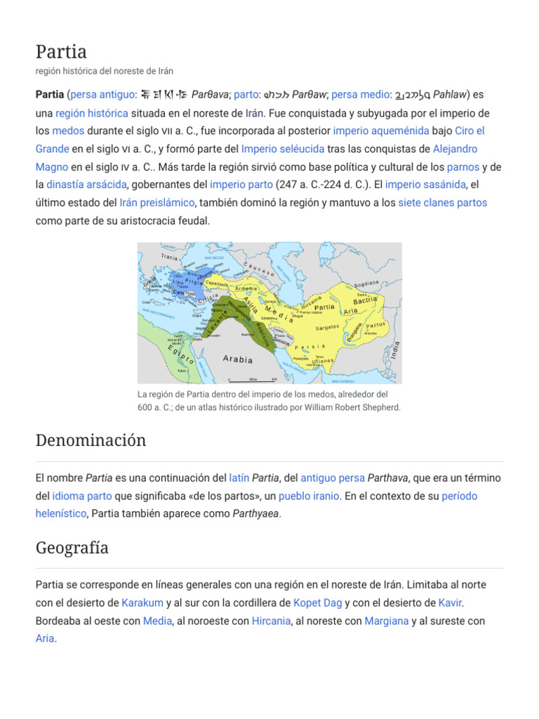 Partia - Wikipedia, La Enciclopedia Libre | PDF | Persia antigua
