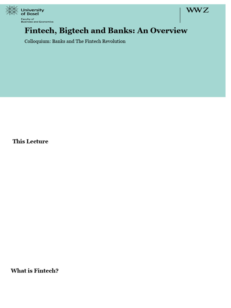 Week3 Introduction To Fintech Annotated | PDF | Banks | Loans