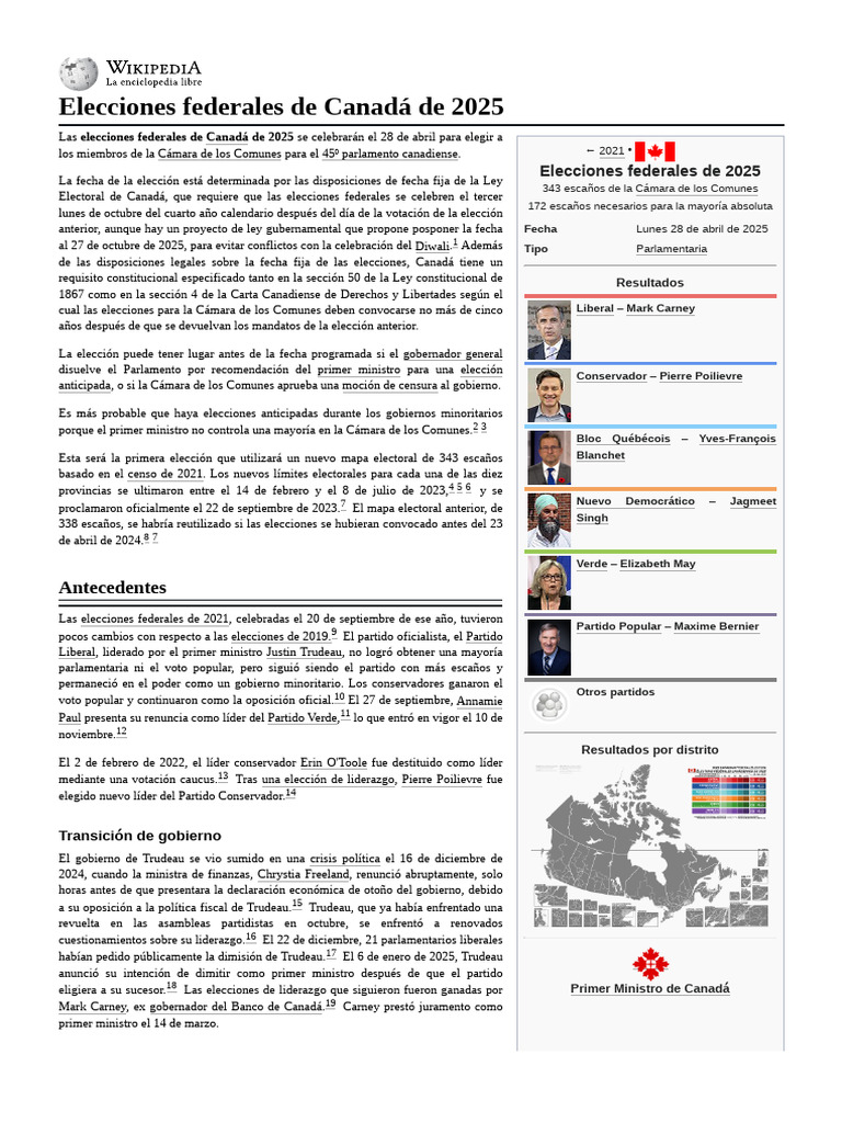 Elecciones Federales de Canadá 2025 | PDF | Gobierno | Elecciones
