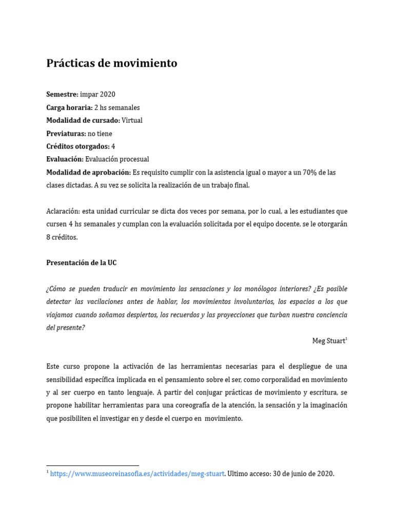 Programa Practicas de Movimiento | PDF | Sentidos | Percepción