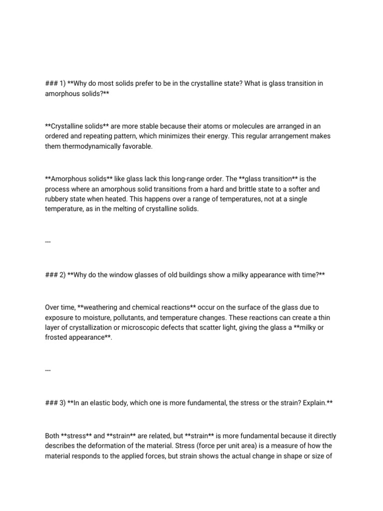 Chap# 7 Conceptual Questions | PDF | Deformation (Engineering) | Stress ...
