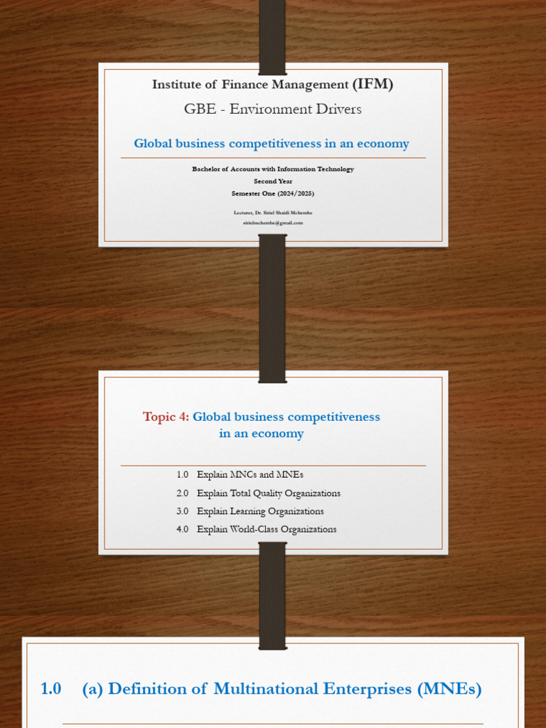 Global Business Competitiveness in An Economy | PDF | Multinational ...