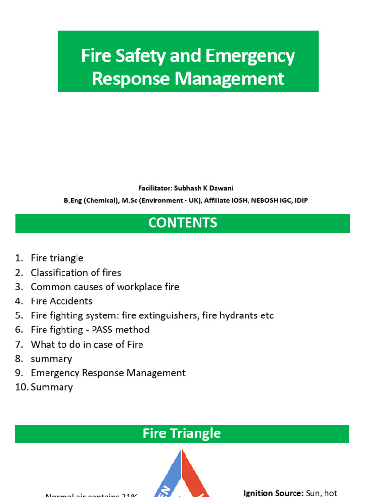 OHS Lecture 7 - Fire Safety & Emergency Response Management | PDF ...