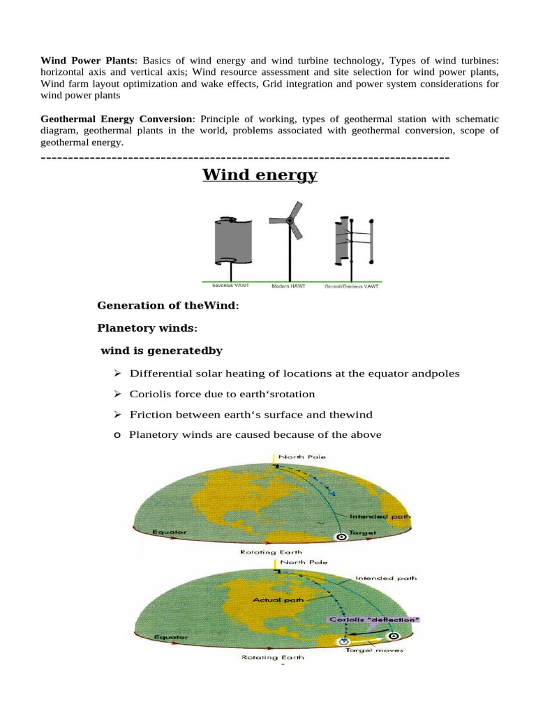 Wind and Geothermal Energy Overview | PDF | Geothermal Energy | Wind ...