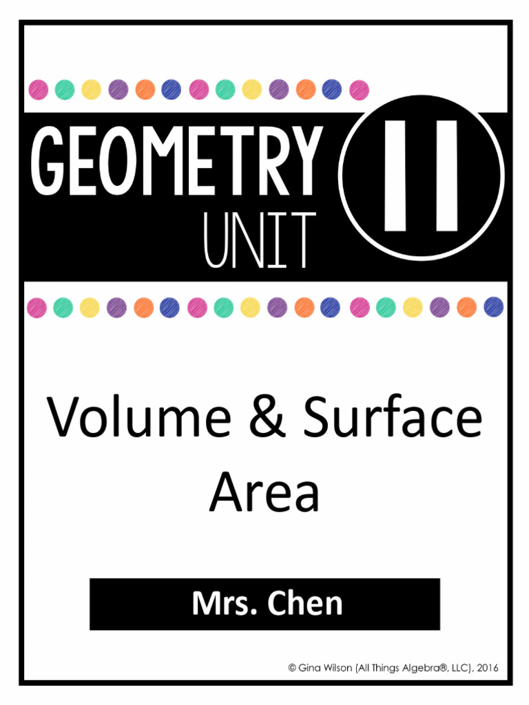 Unit 11 Surface Area and Volume Honors | PDF | Area | Circle