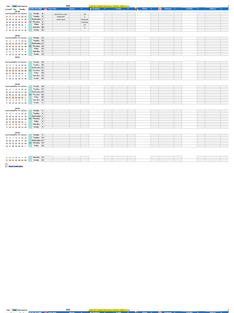 Social Media Editorial Calendar 2024, 2025 & Beyond Template MONTHLY - Google Sheets Geeks? | PDF