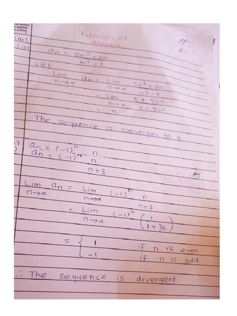Sequence & Series Tutorial 01 Question Answer | PDF