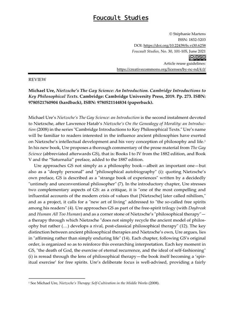 Michael Ure Nietzsches The Gay Science An Introdu | PDF | Friedrich ...