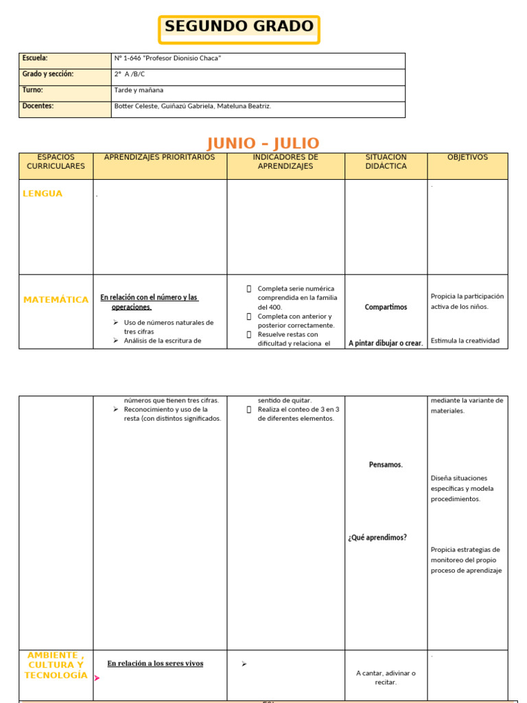 Parrilla JUNIO - JULIO CHACA 2DO | PDF | Ciencia cognitiva | Comunicación humana