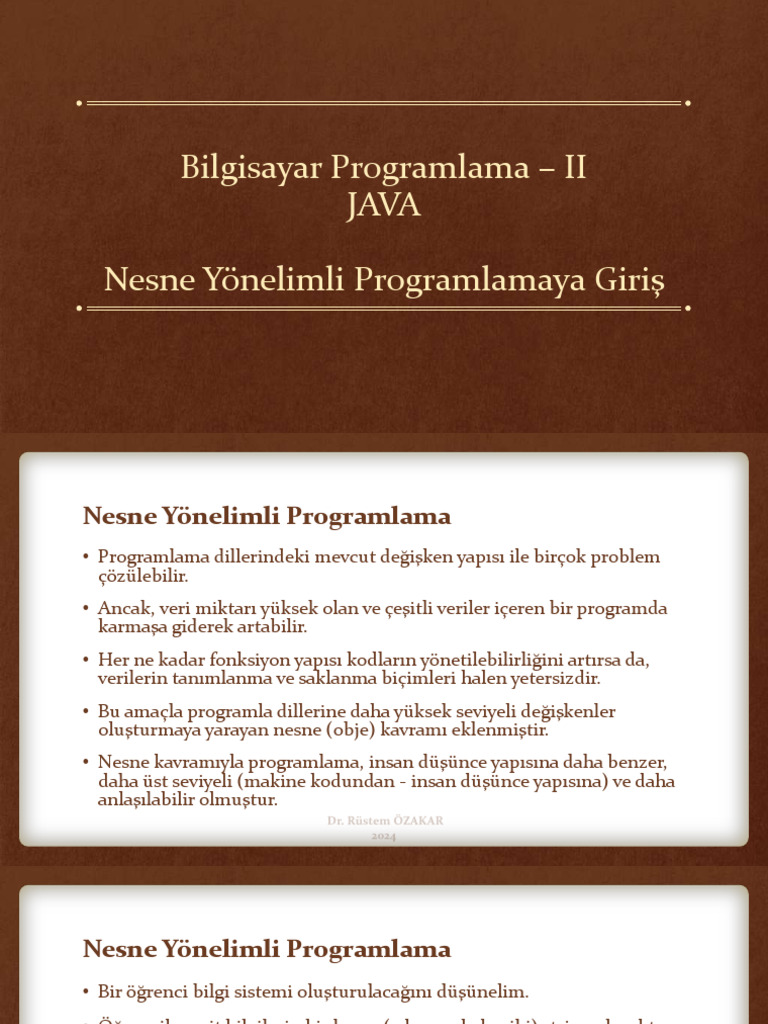 4 - Nesne Yönelimli Programlamaya Giriş | PDF