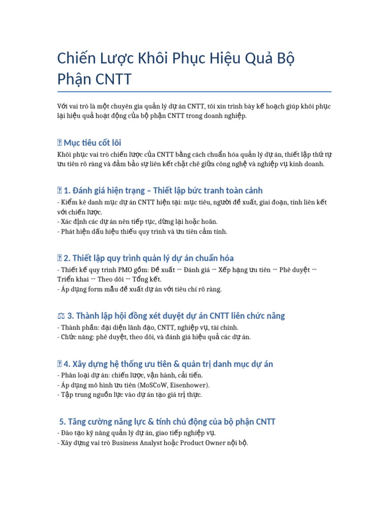 Chien Luoc Khoi Phuc CNTT | PDF