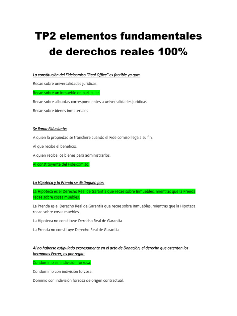 TP2 Elementos Fundamentales de Dº Reales 100%-CAMI | PDF | Propiedad | Condominio