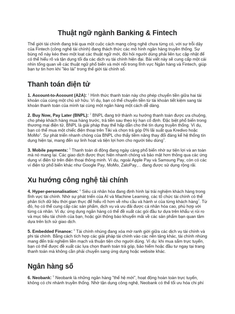 Thuật ngữ Ngân hàng & Fintech - | PDF