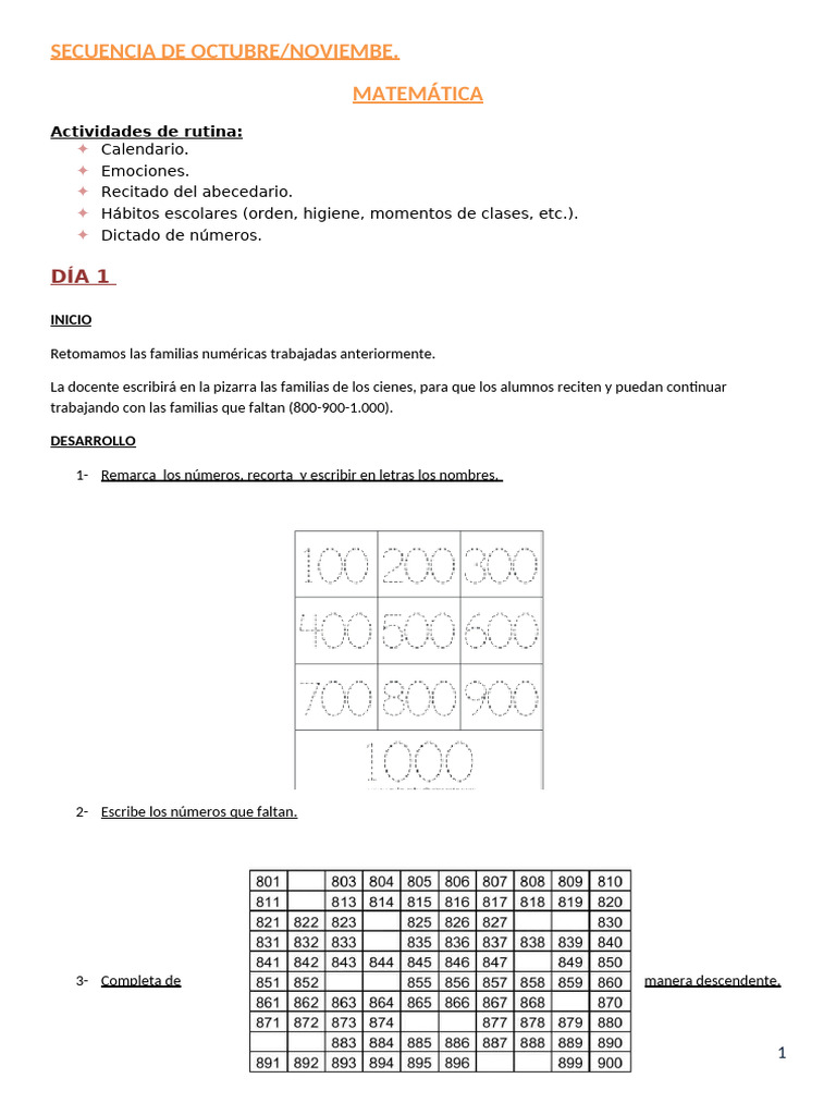 Actividades Matemáticas Octubre/Noviembre | PDF