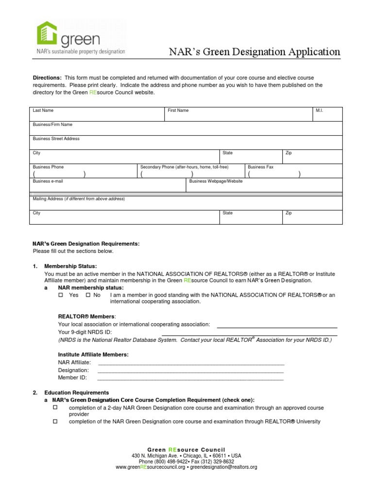 GRC Designation Application | PDF | National Association Of Realtors ...