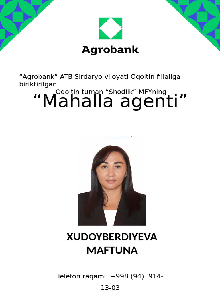 Mahalla Agent | PDF