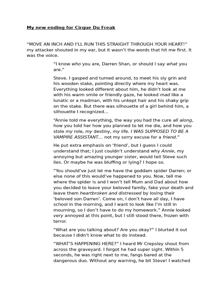 Darren Shan Alternative Ending | PDF