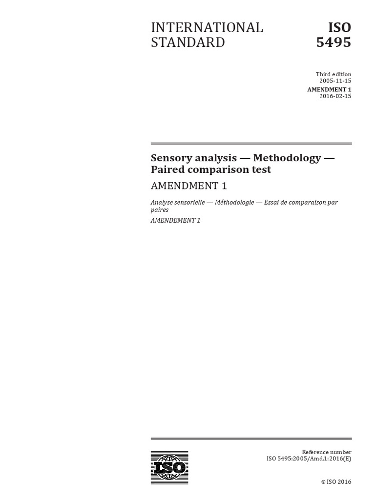 ISO 5495-AMD-1-2016 Comparacion Por Pares. Part 2 | PDF | International ...